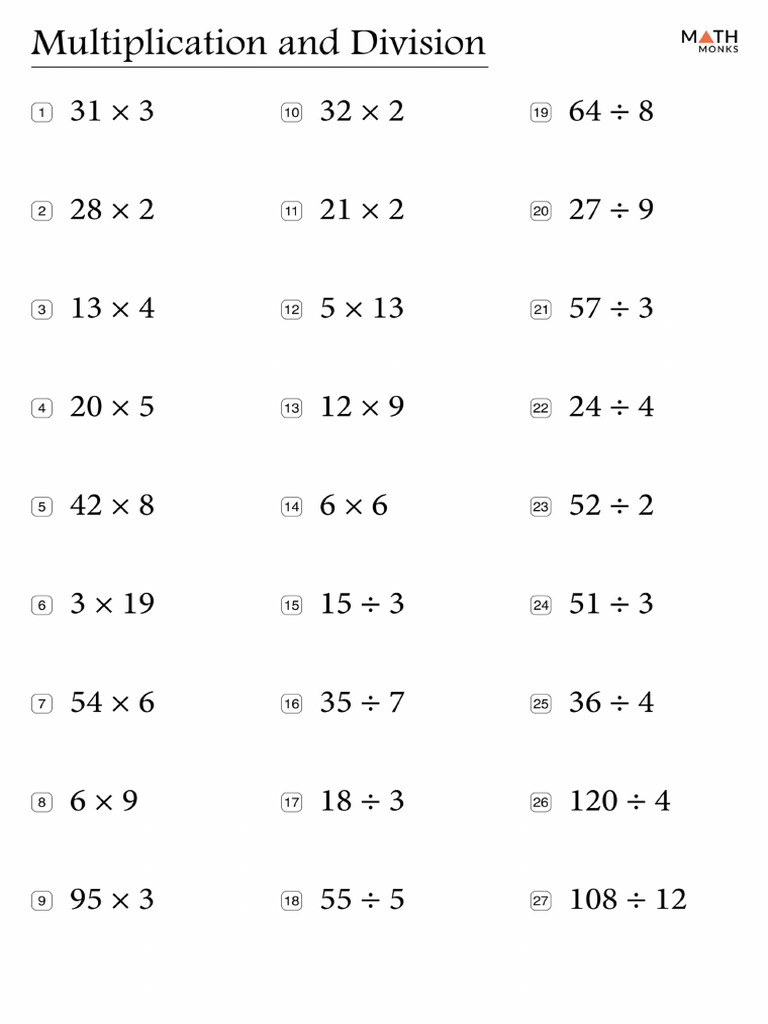 3rd Grade Multiplication and Division Worksheets | PDF