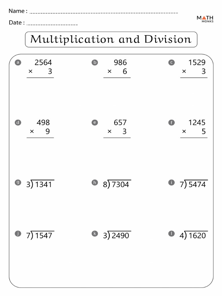 Multiplication and Division Worksheets Grade 5 | PDF