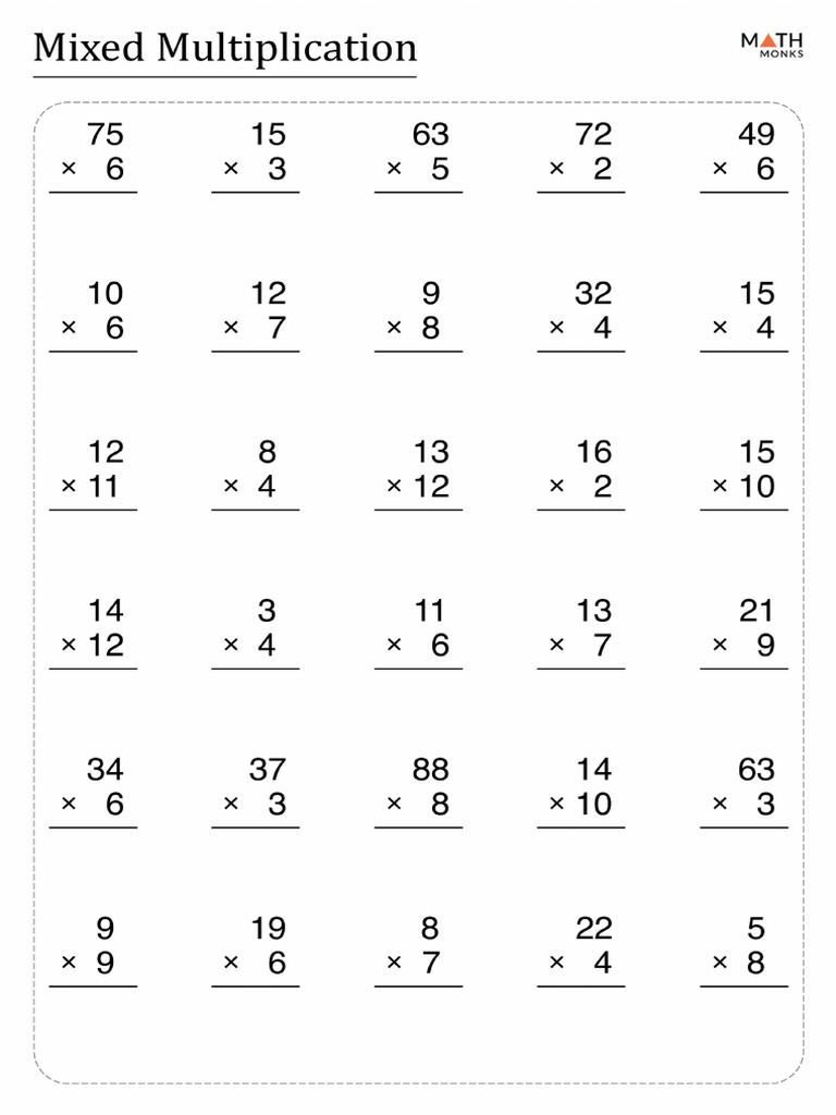 Mixed Multiplication Worksheets | PDF