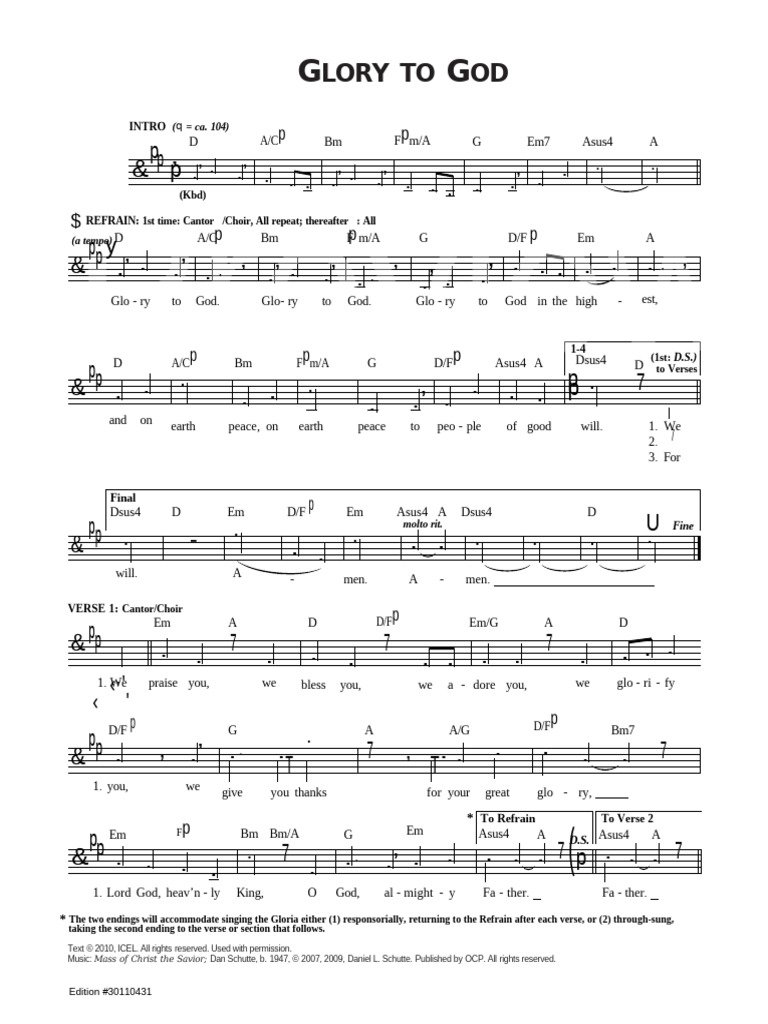 Kinh Vinh Danh-Glory To God - Dan Schutte | PDF