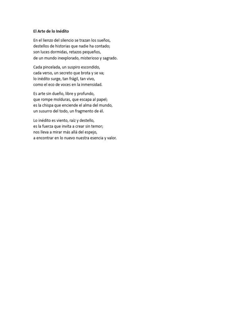 El Arte de Lo Inédito | PDF | Poesía