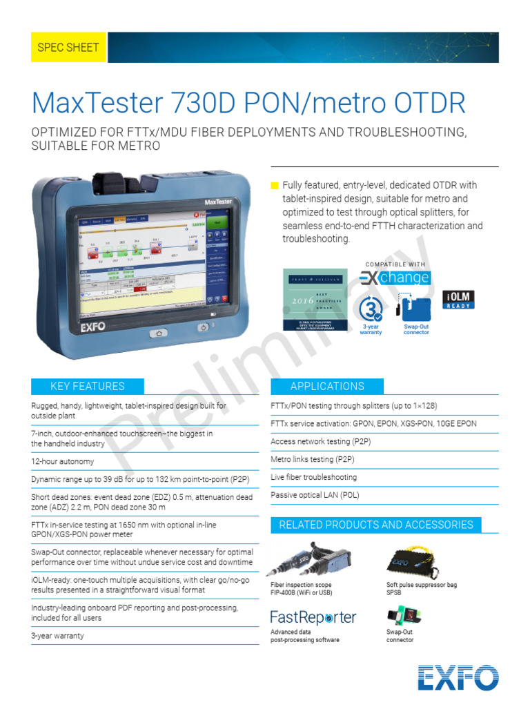OTDR MAX-730D - v2 - EXFO | PDF | Optical Fiber | Decibel