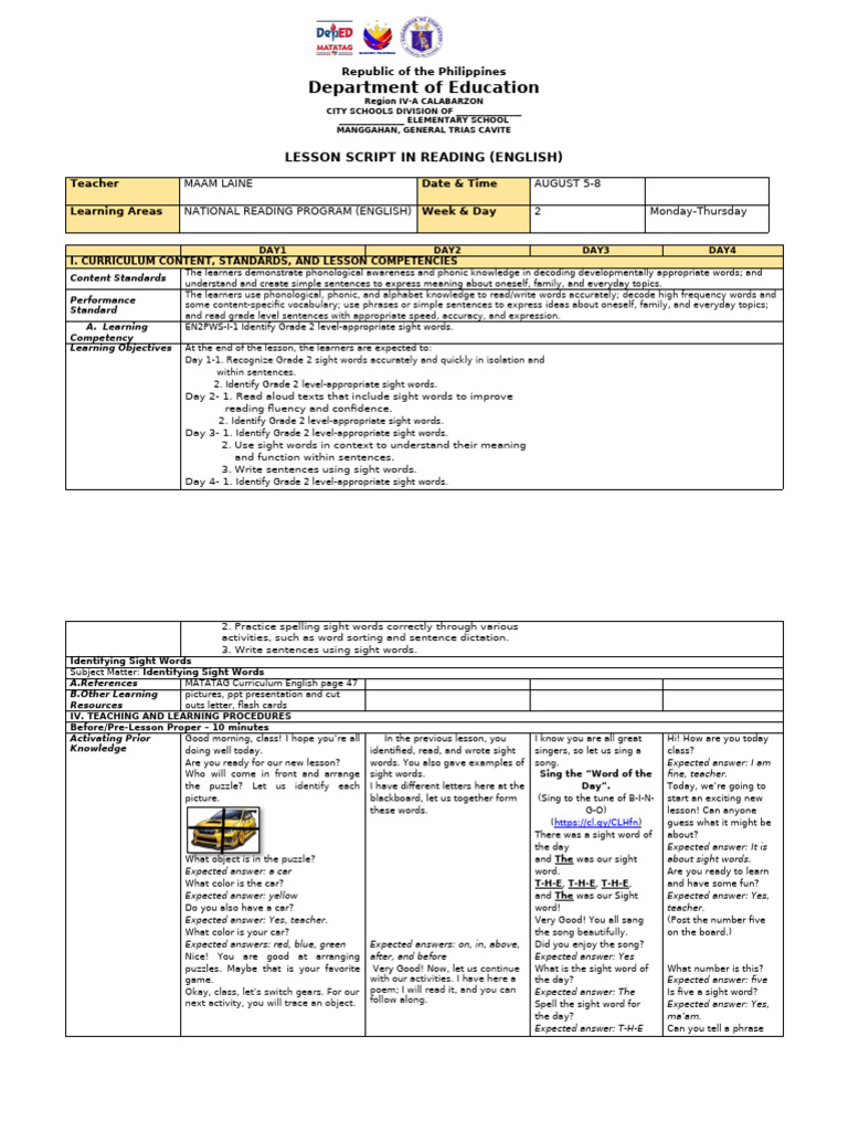 NRP Week2 Lesson Script English | PDF | Learning | Human Communication