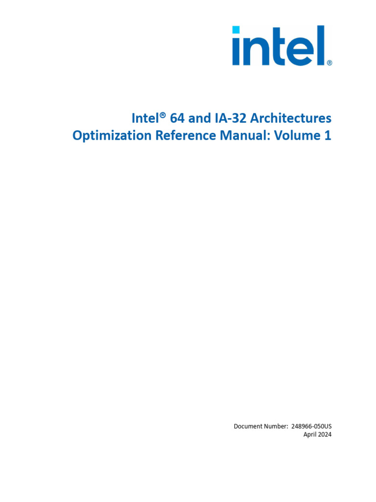 Intel Optimization Reference Manual V1 050 | PDF | Computer Architecture | Central Processing Unit
