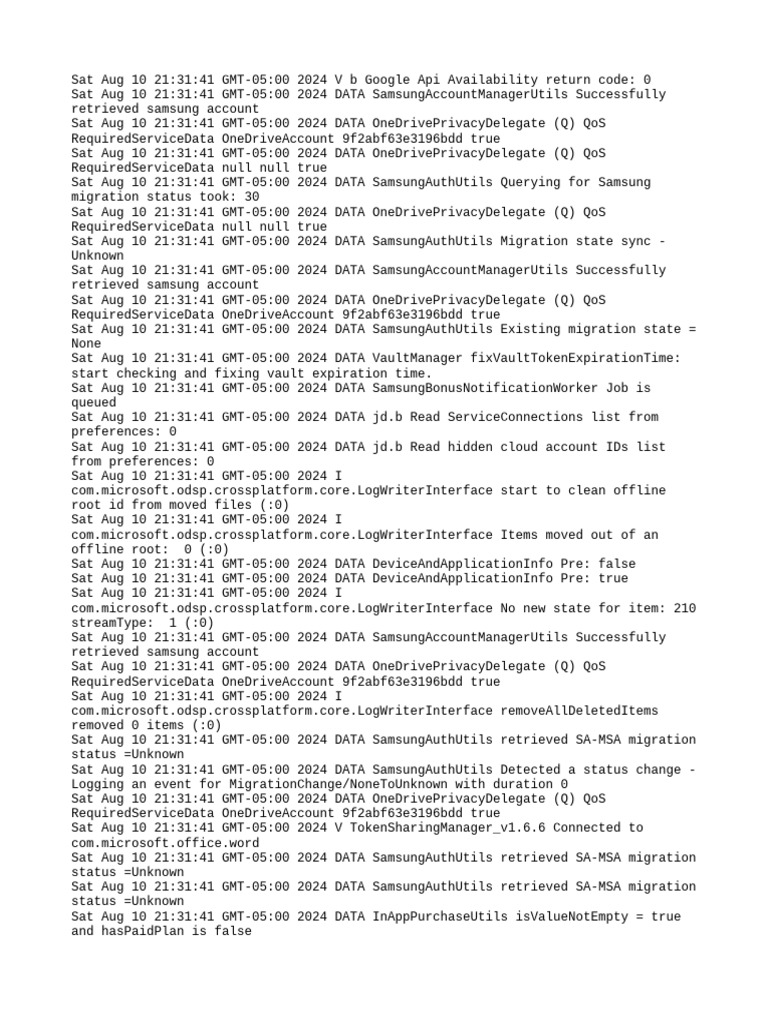 Samsung Account and OneDrive Sync Logs | PDF | Computer File | Computer ...
