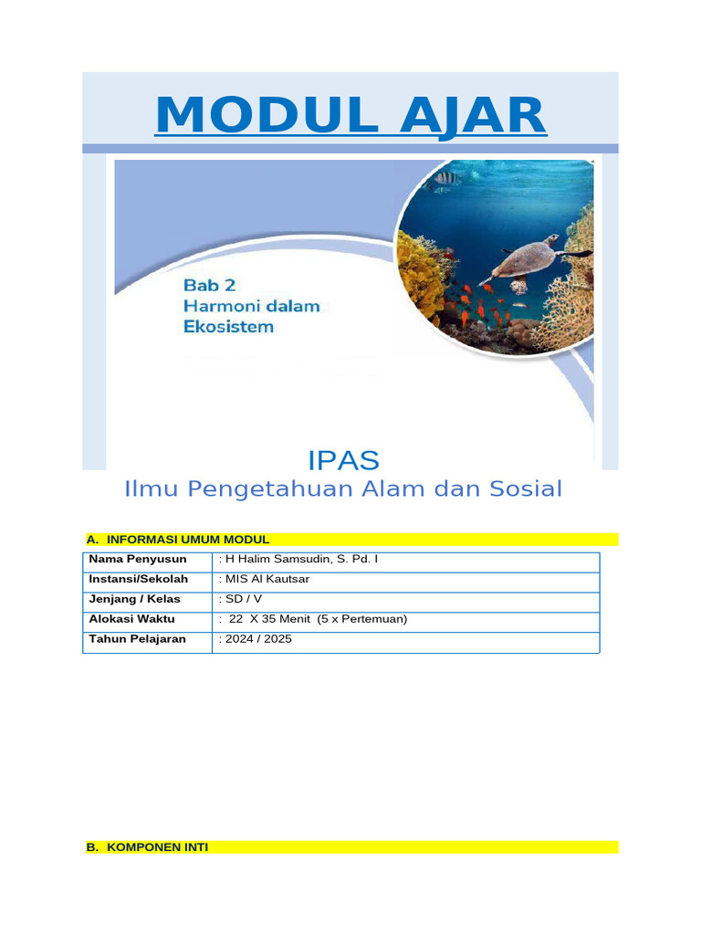 Modul Ajar Ipas Kelas 5 Bab 2 | PDF | Sains & Matematika