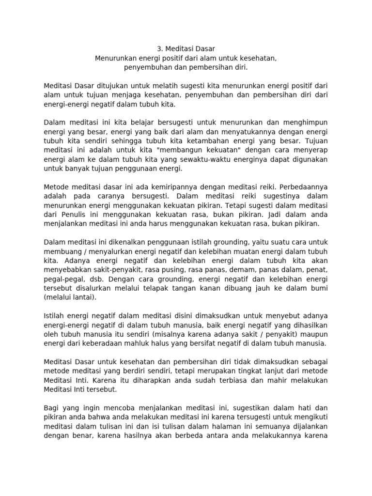 Meditasi Dasar untuk Kesehatan dan Energi | PDF