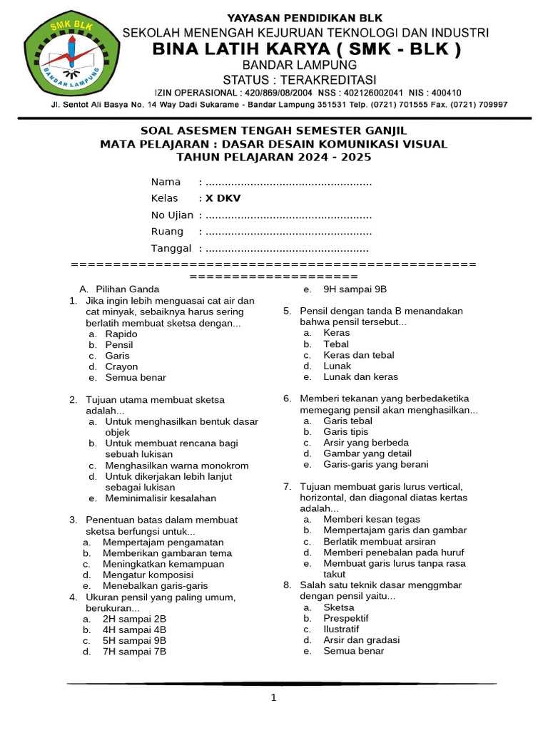 Soal Mid DDK DKV 2024-2025 | PDF