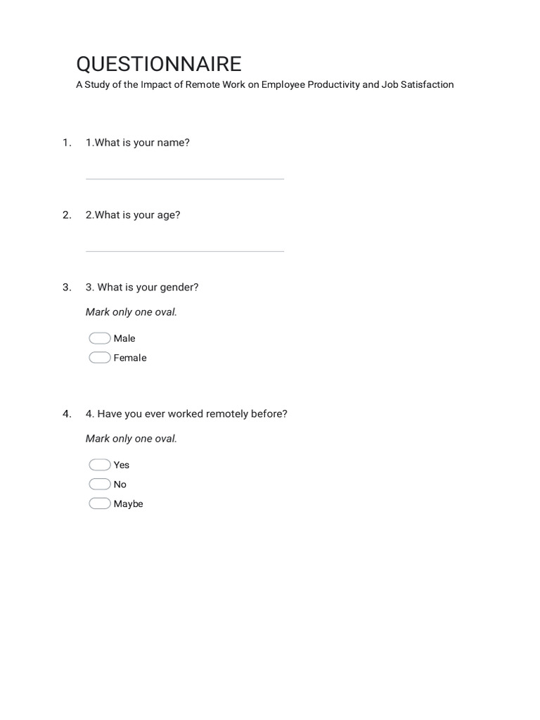 Remote Work Impact on Productivity Survey | PDF | Career & Growth