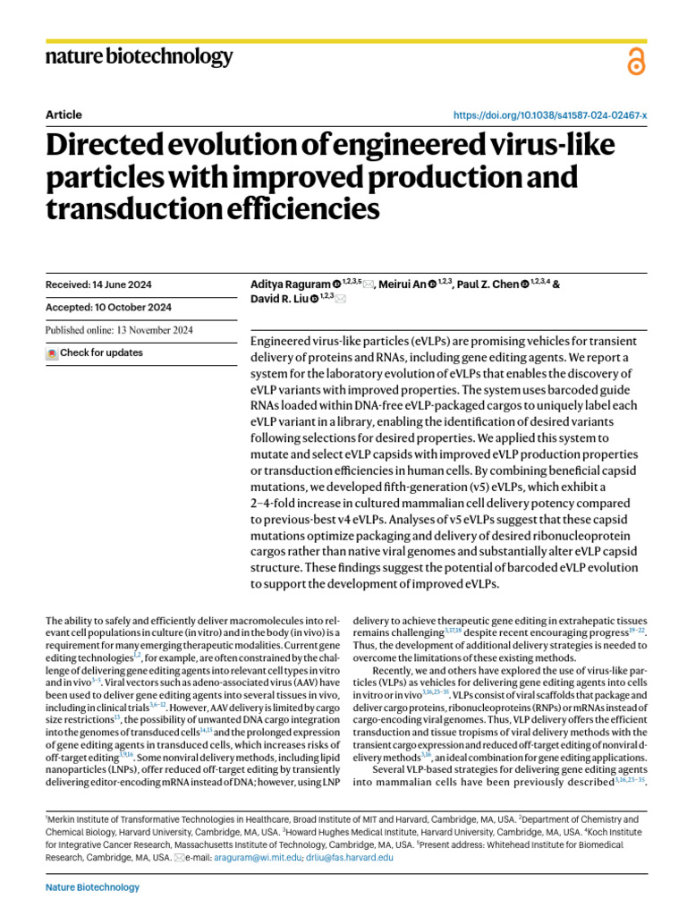 Directed Evolution of Engineered Virus-Like Particles With Improved ...