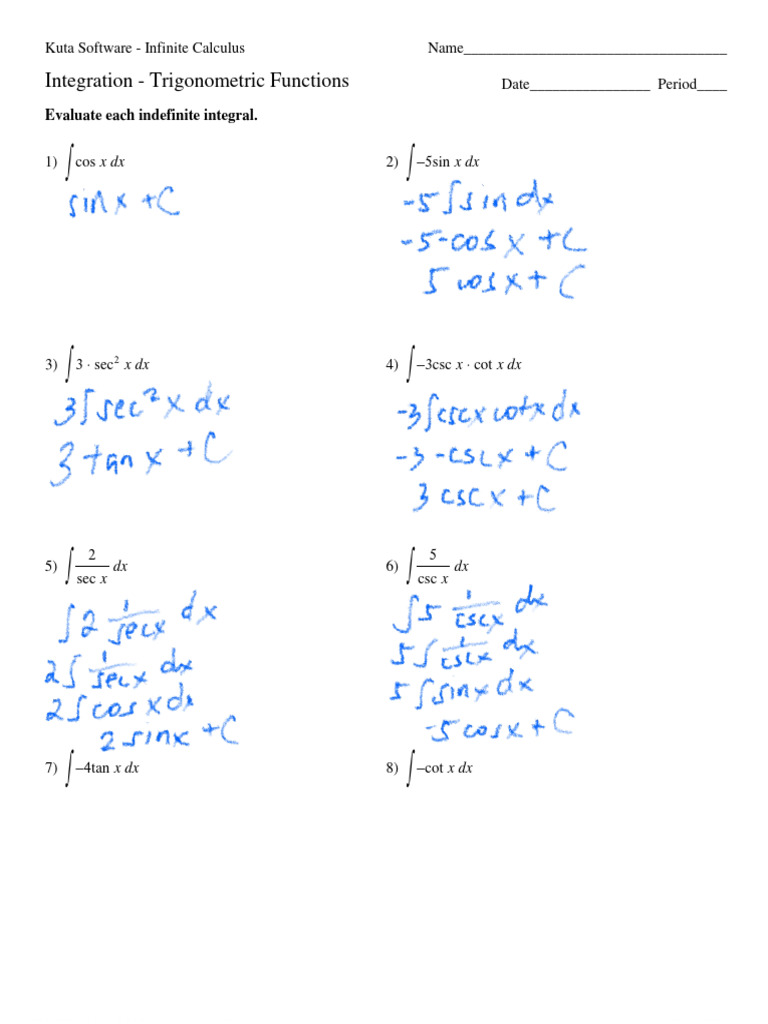 05 Integration Trig | PDF | Trigonometric Functions | Mathematics