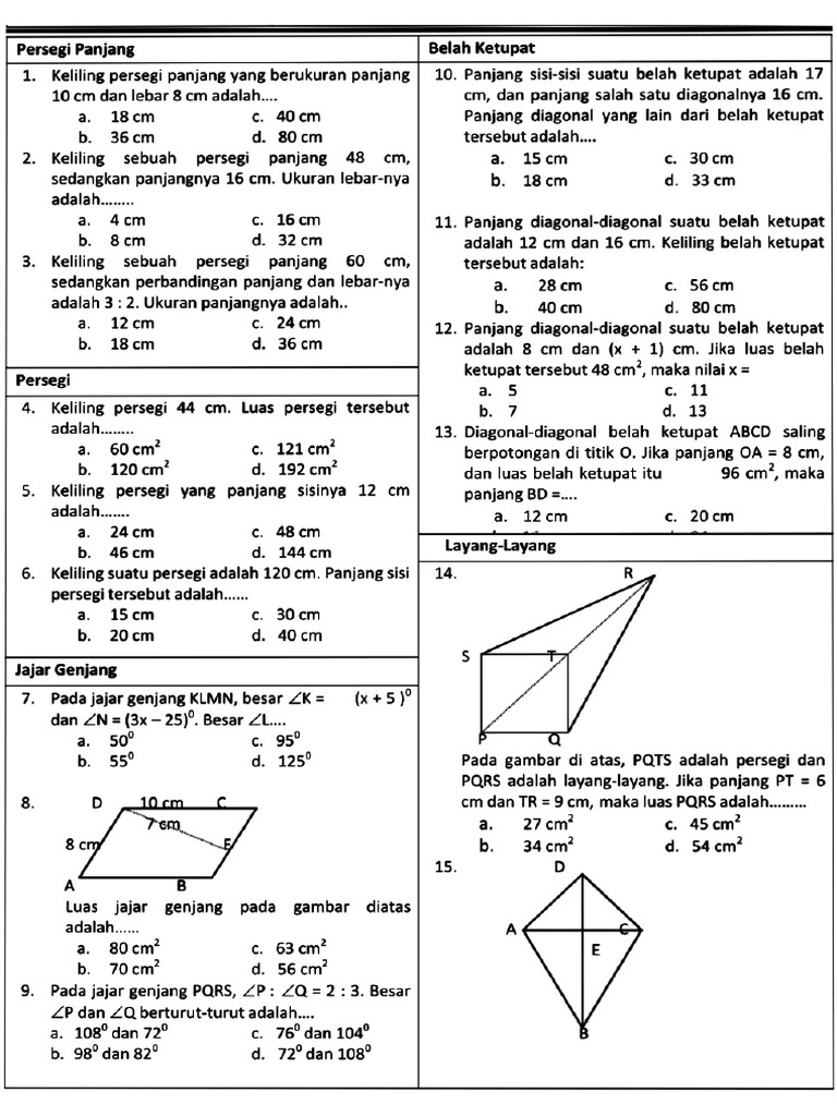 Soal Segiempat P1 | PDF