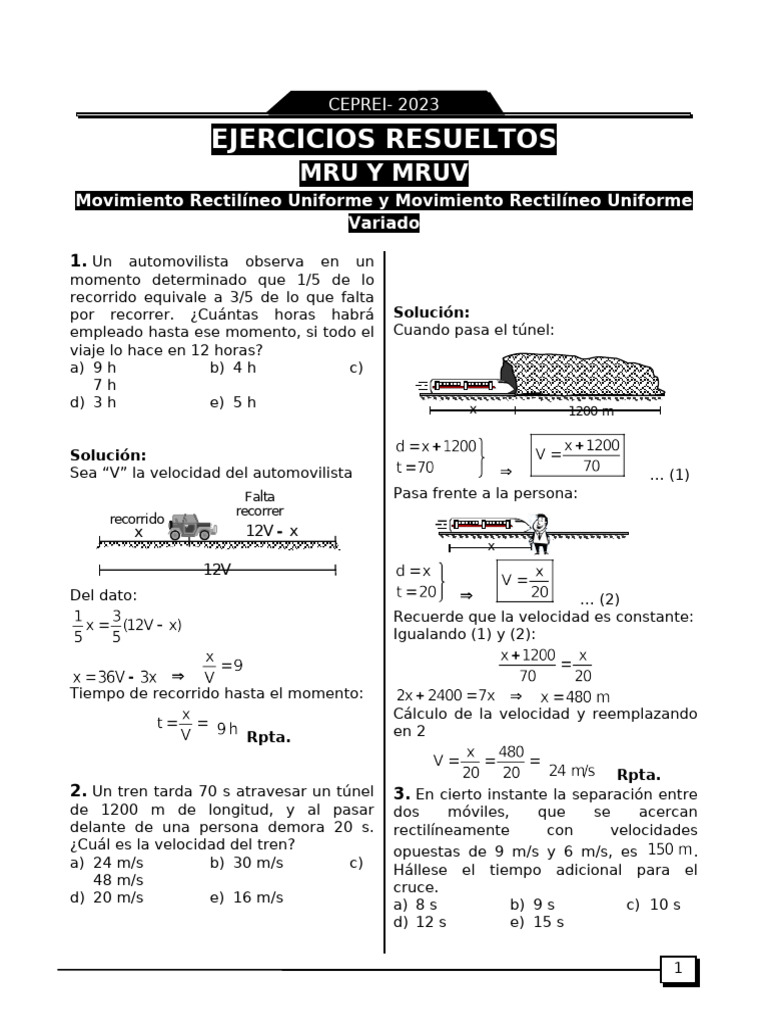 MRU y MRUV Ejercicios Resueltos | PDF | Tasas temporales | Mecánica