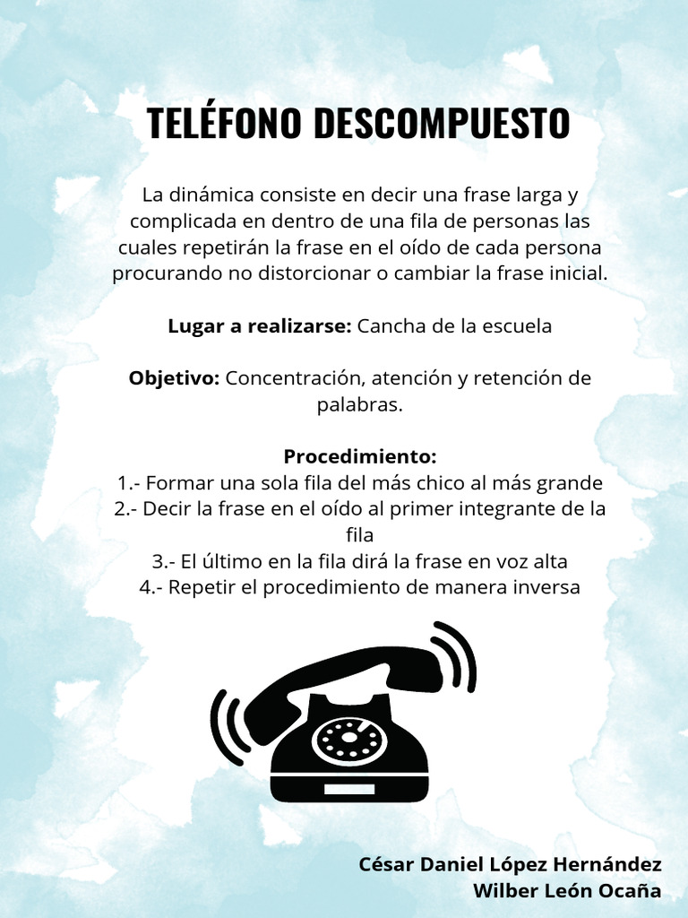 Dinámica de Teléfono Descompuesto Escolar | PDF