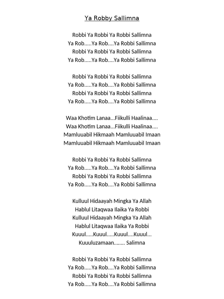 Robbi Ya Robbi 2 | PDF