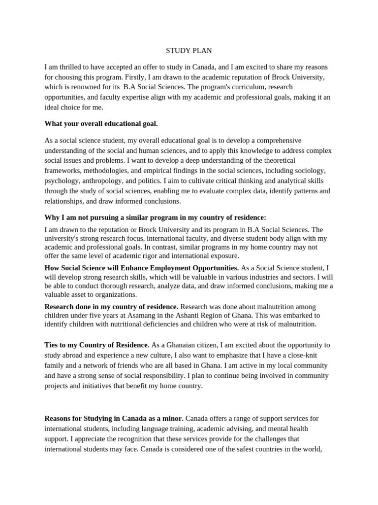 STUDY PLAN | PDF | Social Sciences | Science