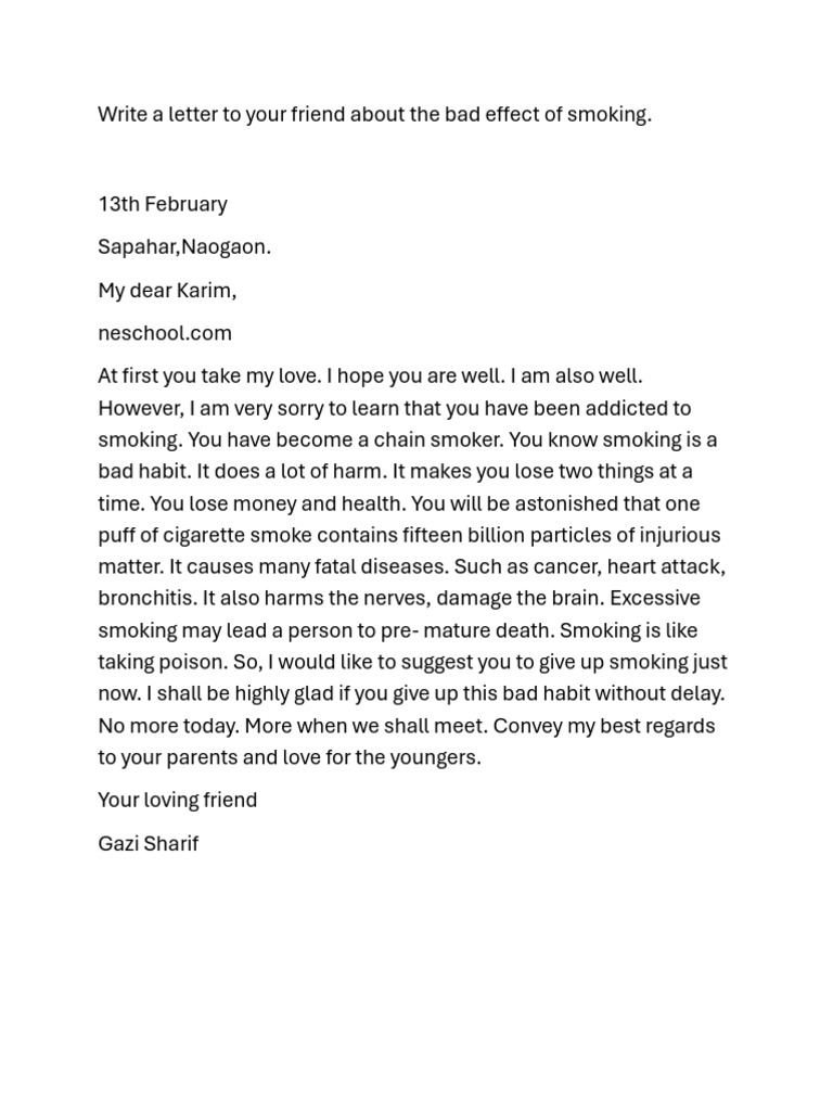 Letter On Smoking | PDF
