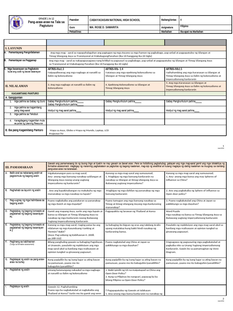 2nd Week DLL Ap7 | PDF