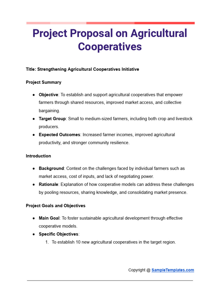 Project Proposal On Agricultural Cooperatives | PDF | Cooperative | Farmer