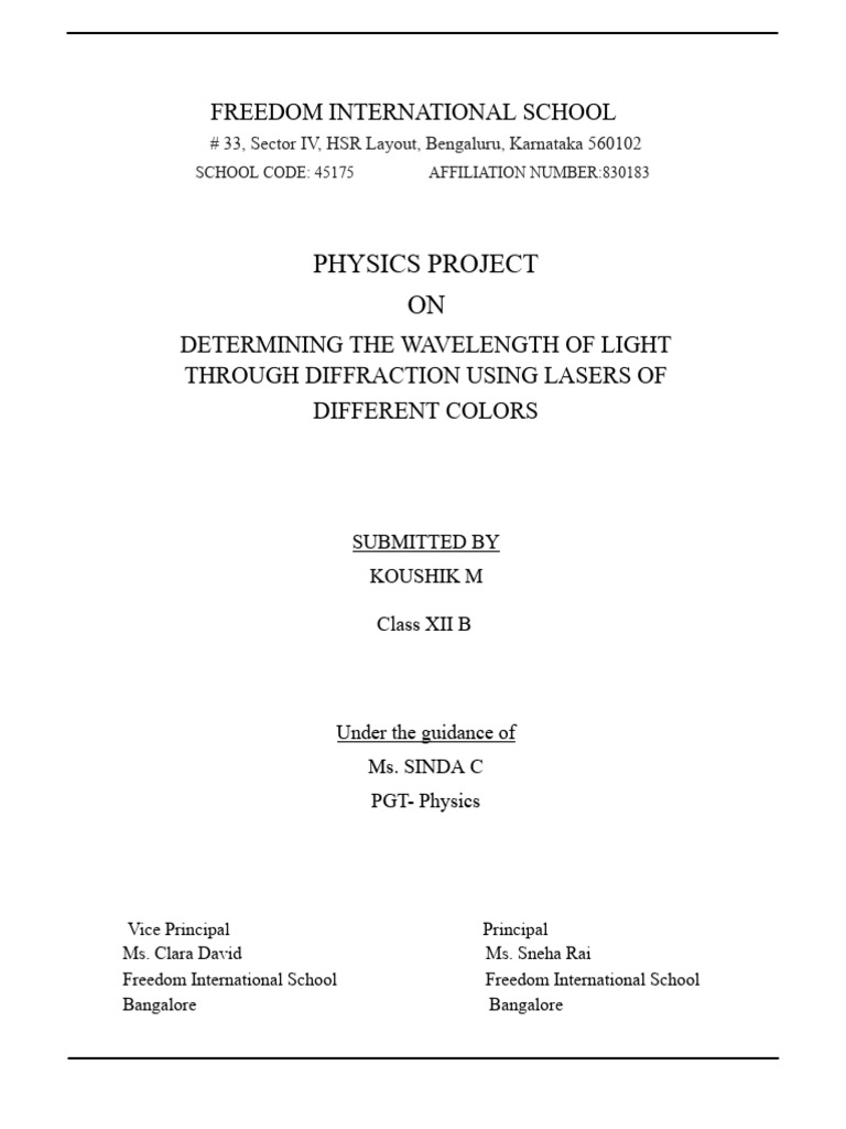 New Phy Proj For CH | PDF | Diffraction | Laser
