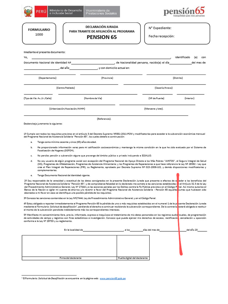 5197128-Formulario-1000 (2) (4) | PDF | Documento de identidad | Pensión