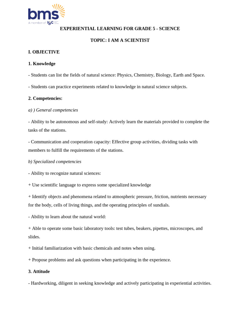 Lesson Plan Science Grade 5 24-25 | PDF | Science | Natural Sciences