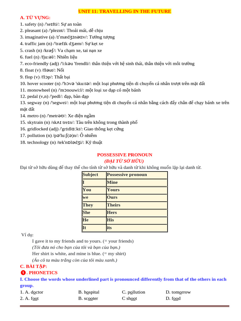 BTTHCS TA7 Unit 11 | PDF | Rocket | Traffic