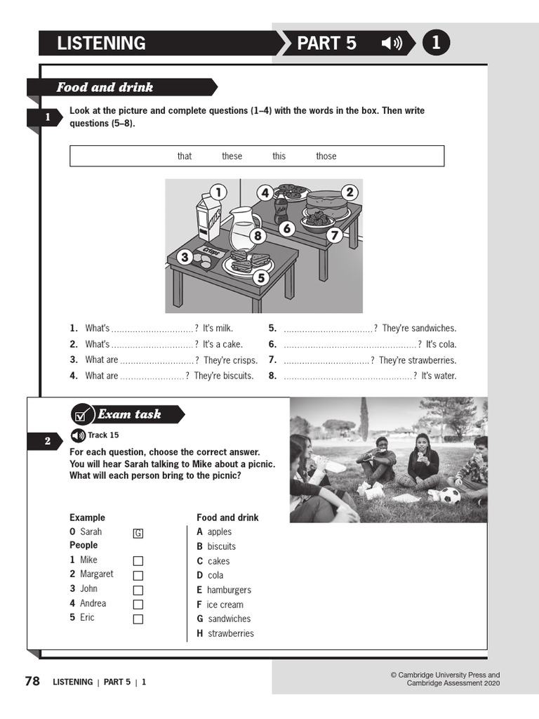 Listening Part 5 | PDF | Foods