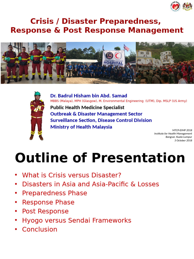 Crisis Disaster Preparedness - Response - Post Response Management - DR ...