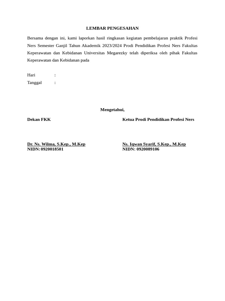 Lembar Pengesahan Laporan | PDF