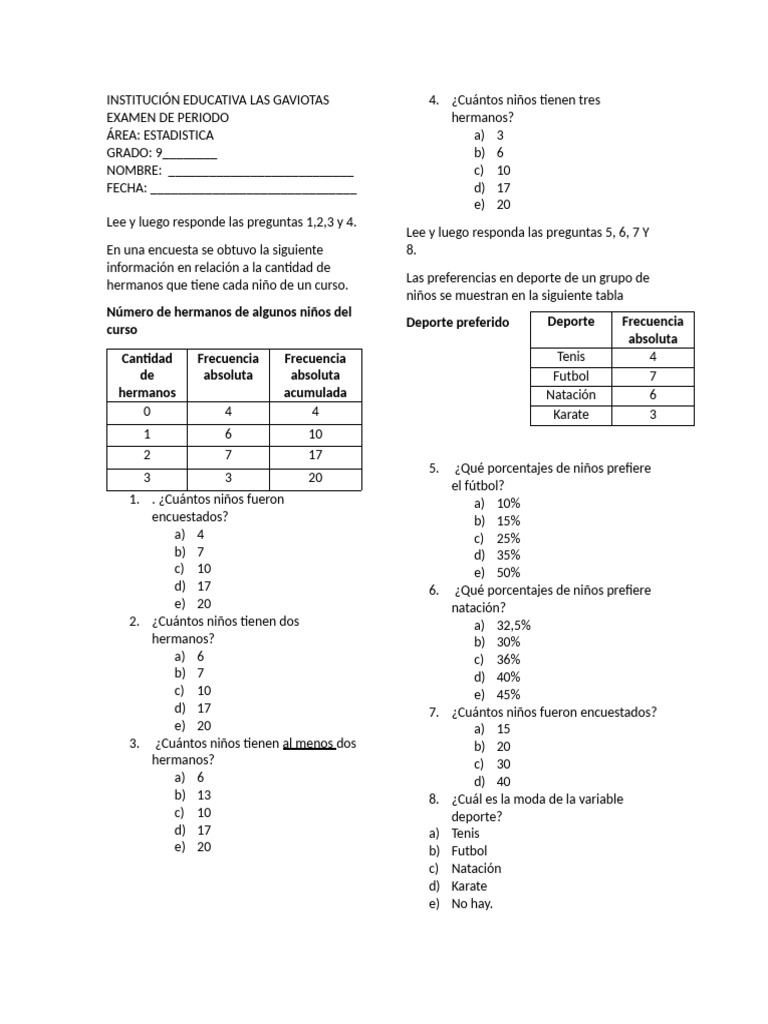 Examen Estadistica 2 | PDF