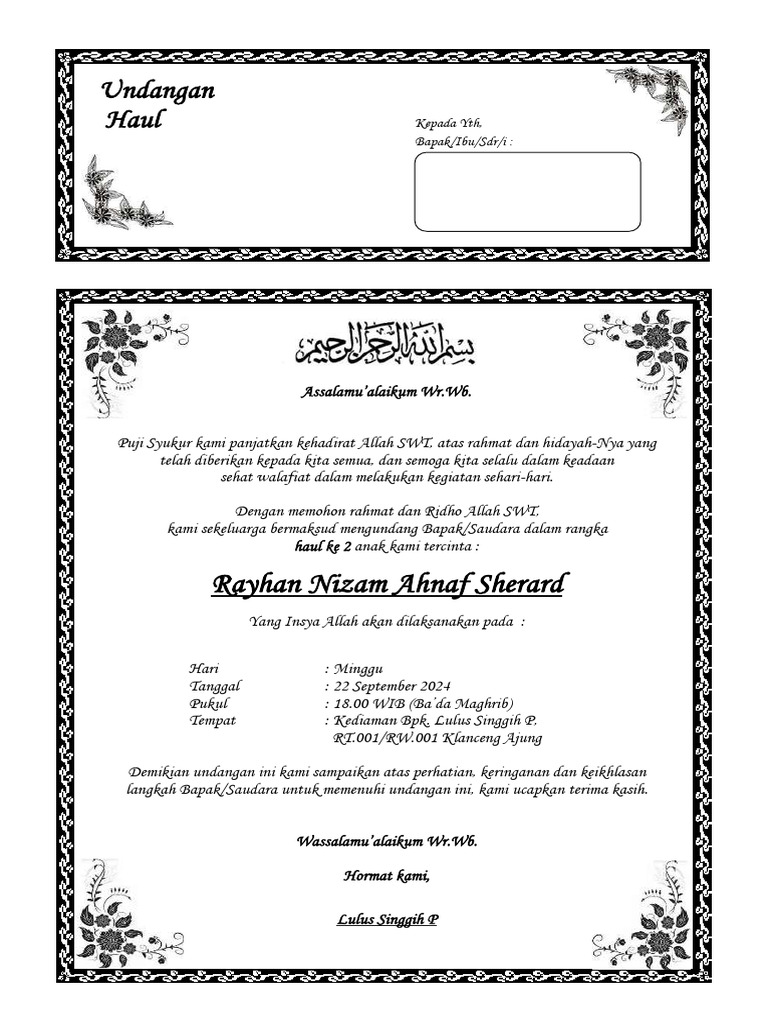Undangan Haul | PDF