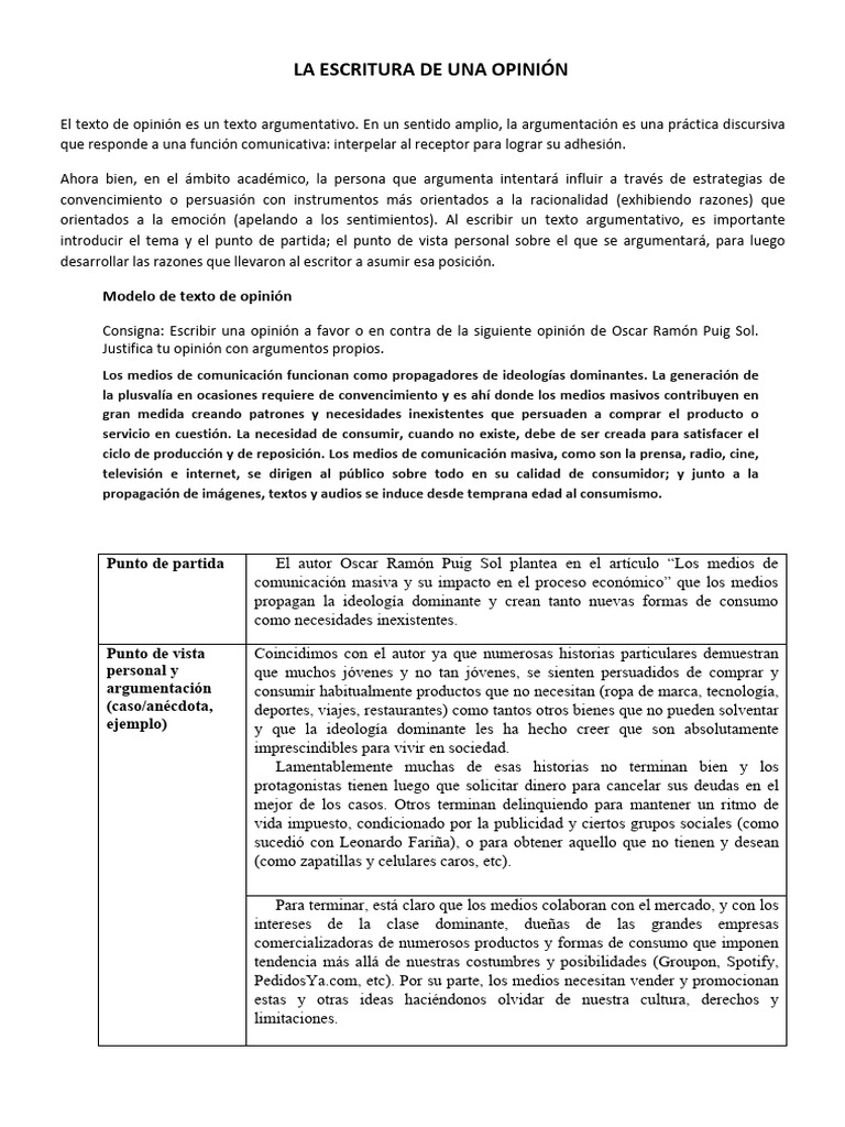 La Escritura de Una Opinión | PDF | Adolescencia | Violencia