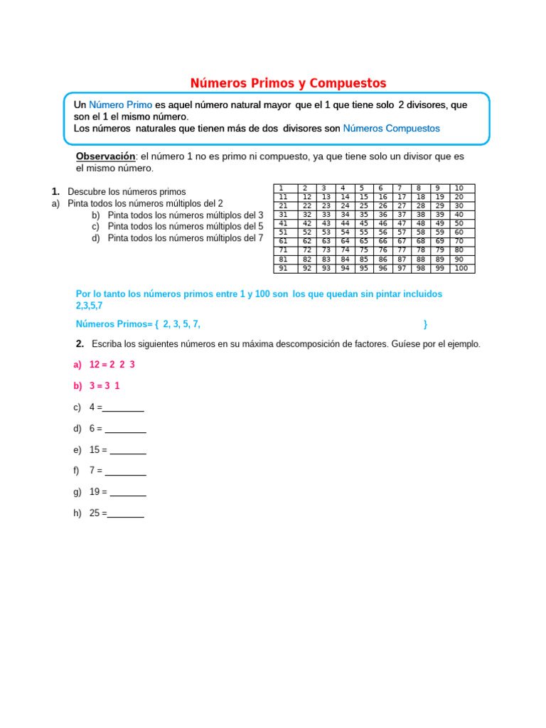 Numeros Primos | PDF | Matemática Elemental | Aritmética
