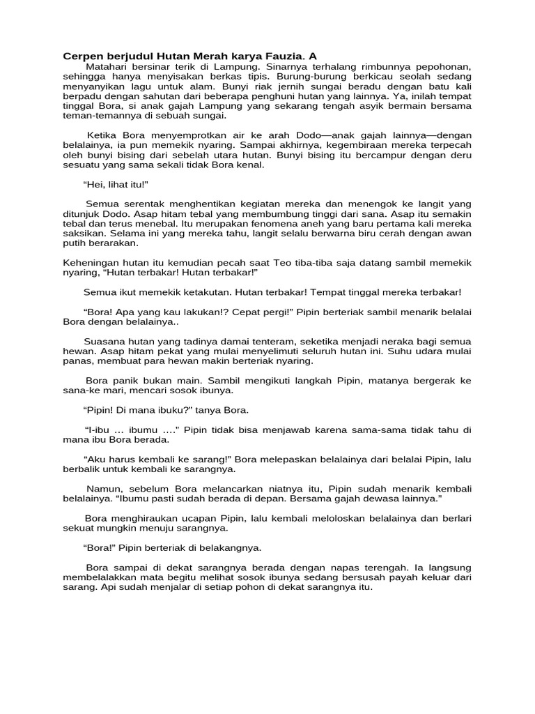 Cerpen Hutan Merah: Kisah Bora | PDF
