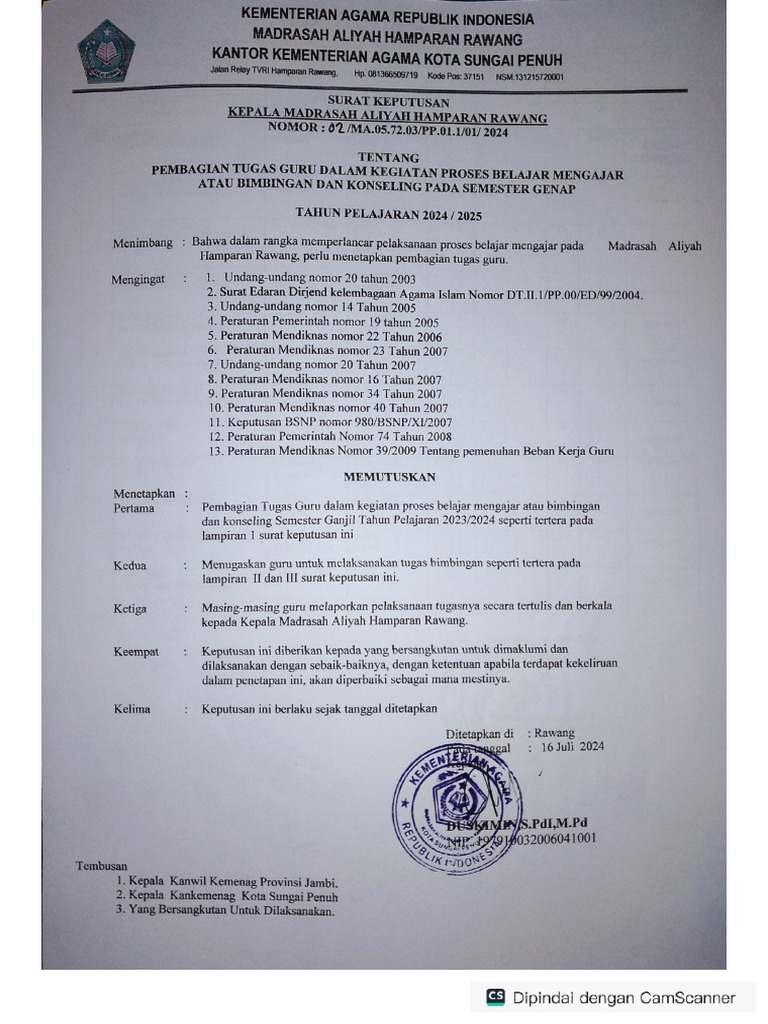 Pembagian Tugas 1 Juli 2024 | PDF