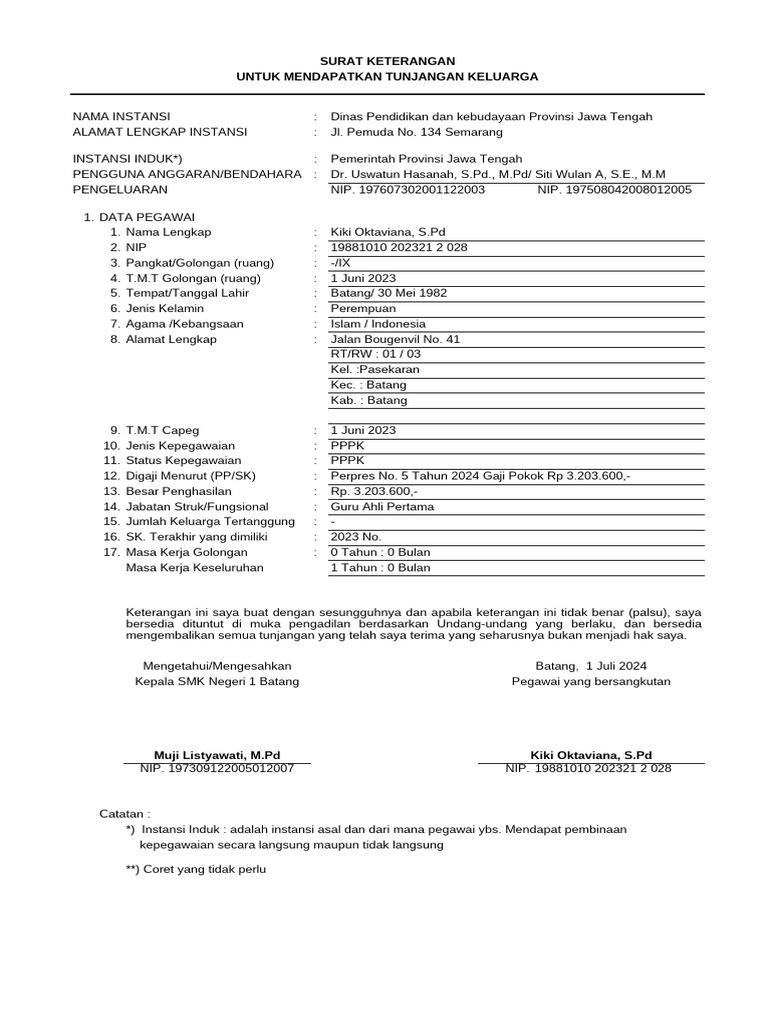 Form Skumptk PPPK Kiki | PDF