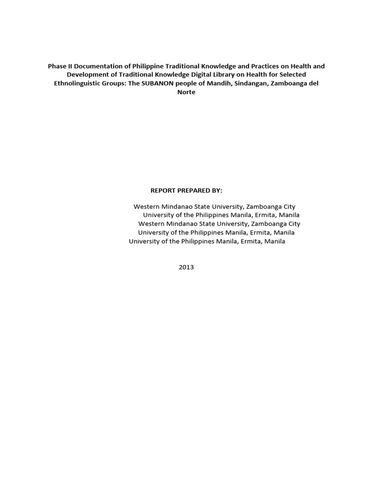 10.5.4.2 Final Report of Subanon Mandih Zamboanga Del Norte | PDF ...