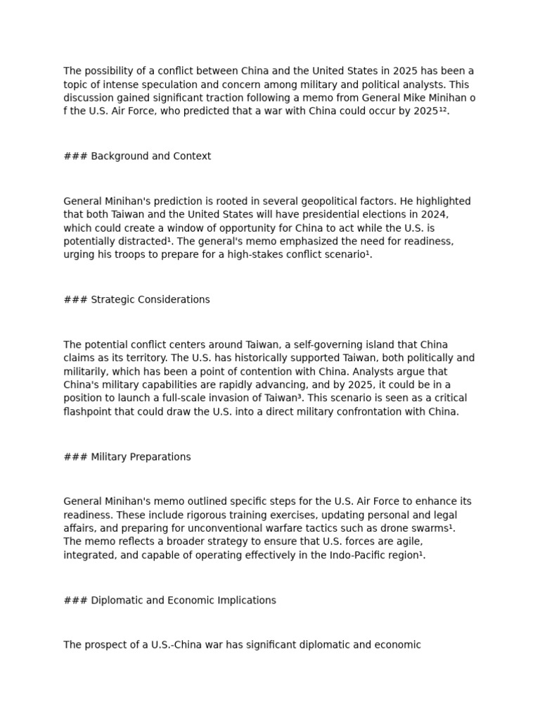 China War 2025 | PDF | National Security | Foreign Policy