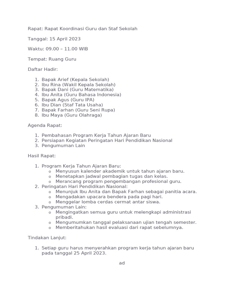 Notulen Rapat Pleno | PDF