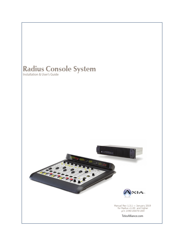 Axia Radius Console Manual v1.3.1 C21216027 | PDF | Fuse (Electrical ...