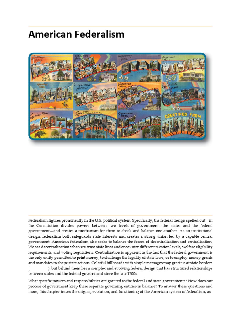 Chapter 3 - American Federalism | PDF | Article One Of The United ...