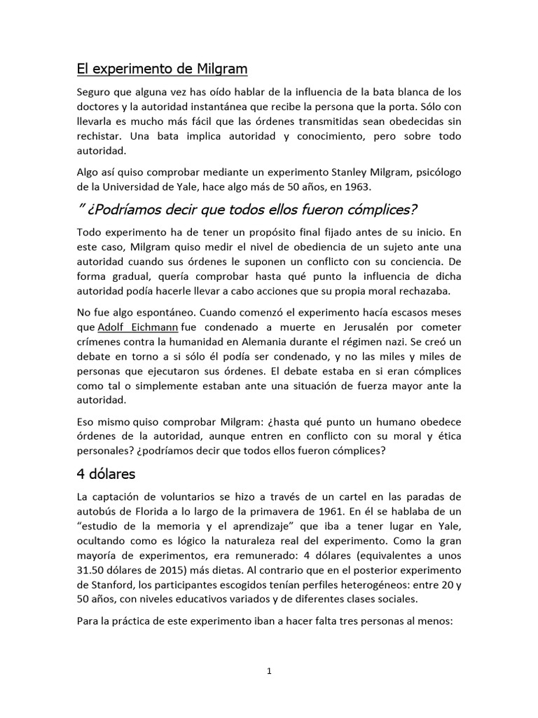 El Experimento de Milgram | PDF