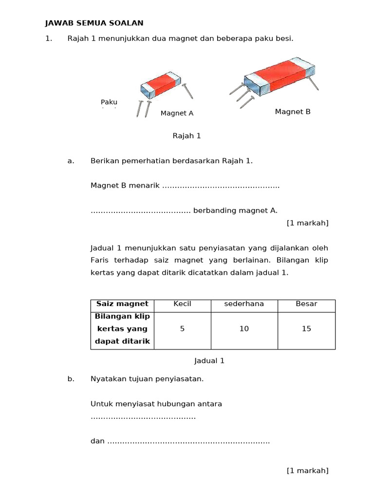 Contoh Soalan Sains Tahun 4 K2 | PDF