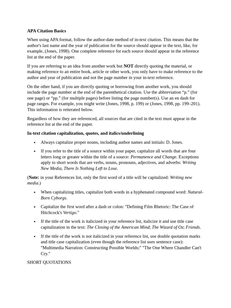 APA Citation Guidelines Explained | PDF | Citation | Apa Style