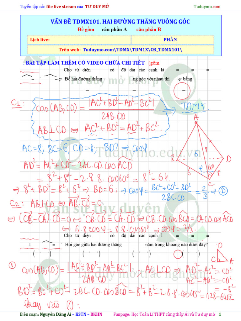 BVT - VIDEO - TDMX101 - HAI ĐT VUÔNG GÓC - PHẦN B | PDF