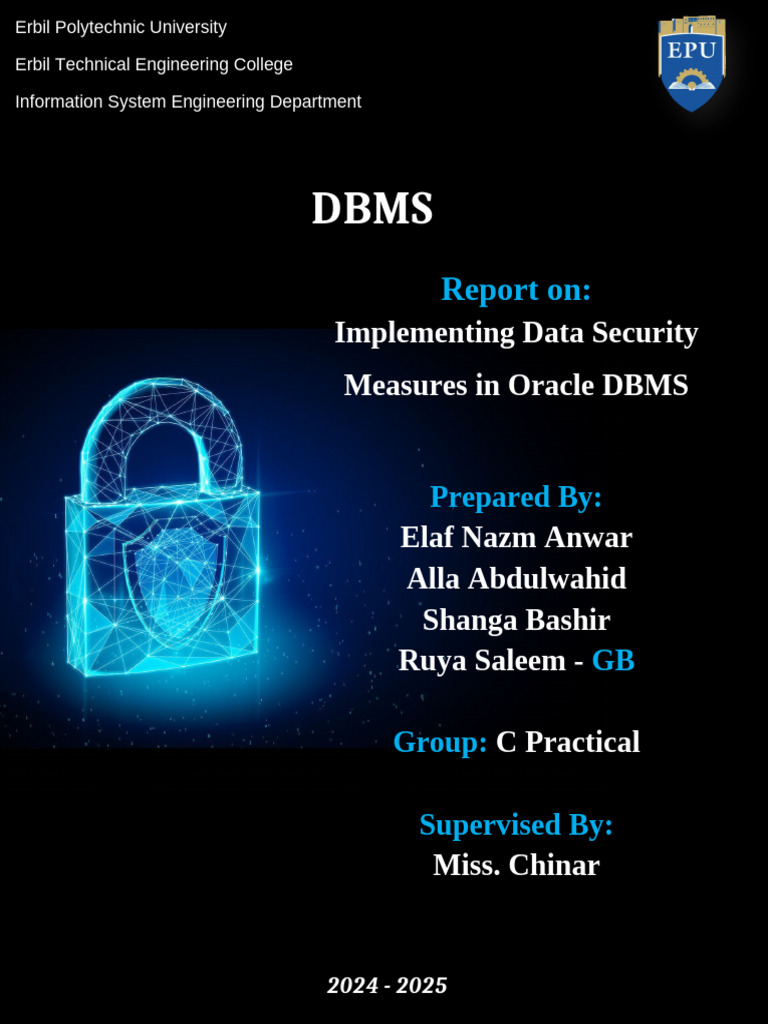 Implementing Data Security Measures in Oracle DBMS Report | PDF | Databases | Access Control