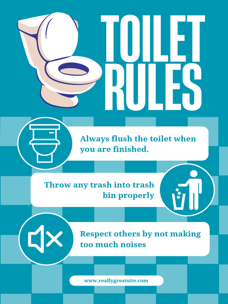 Blue and White Modern Toilet Rules Poster | PDF | Home & Garden