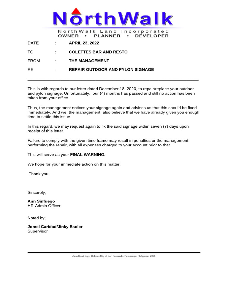 Busted Signage 2nd Notice | PDF | Finance & Money Management