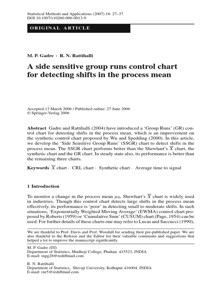 A Side Sensitive Group Runs Control Chart For Detecting Shifts in The Process Mean - 2007 ...